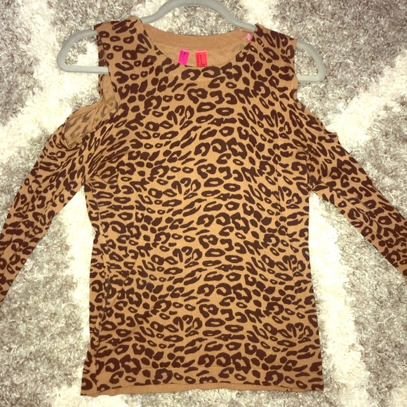 Tops | Cold Shoulder Leopard Print Sweater | Poshmark
